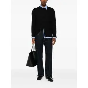 JIL SANDER Fine Knit Wool Cardigan - Black