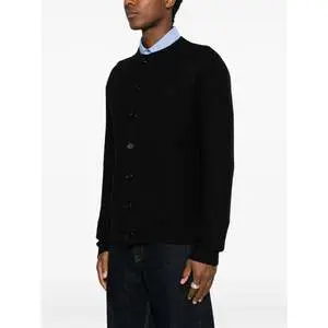 JIL SANDER Fine Knit Wool Cardigan - Black