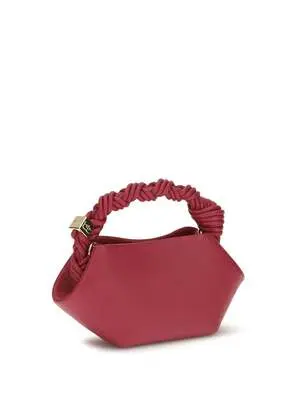 GANNI Bou Handbag In Grained Leather - Red