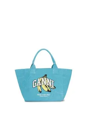 GANNI Medium Banana Print Tote Bag - Blue