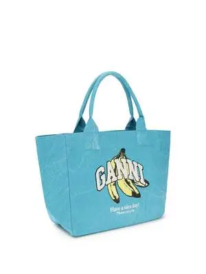 GANNI Medium Banana Print Tote Bag - Blue