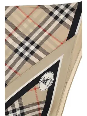 Burberry Check Silk Scarf With Knight Stamp