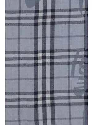 Burberry Knight Check Wool And Silk Scarf - Blue