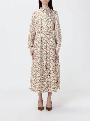 Max Mara Printed Silk Shirt Dress - Cream