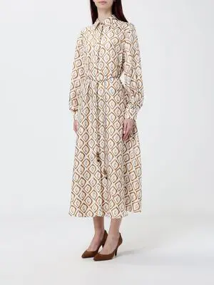 Max Mara Printed Silk Shirt Dress - Cream