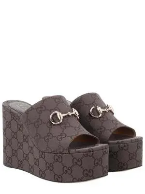 Gucci Fabric Wedge Sandal Gg
