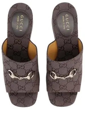 Gucci Fabric Gg Wedge Sandal