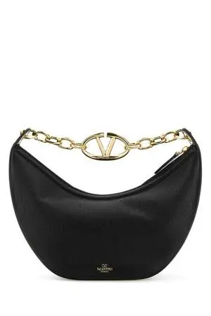 Valentino Garavani Leather Small Hobo Vlogo Moon Handbag - Black