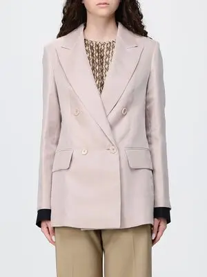 Max Mara Elegant Double-breasted Silk Blazer With Lapels And Flap Pockets - Brown