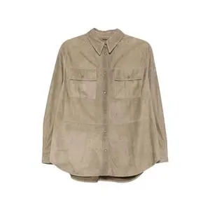 Brunello Cucinelli Calf Suede Shirt - Cream