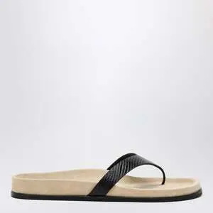 TOTEME Lizard-effect Leather Flip-flops - Black