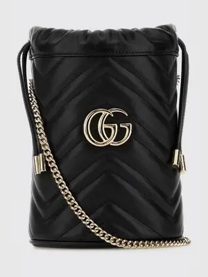 Gucci Gg Marmont Chevron Quilted Nappa Leather Bucket Bag - Black