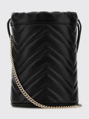 Gucci Gg Marmont Chevron Quilted Nappa Leather Bucket Bag - Black