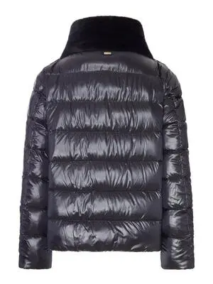 Herno Faux Fur Panel Puffer Jacket - Black