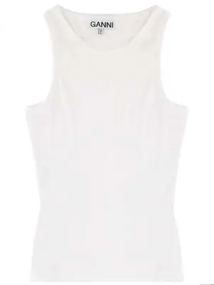 GANNI Tops With Logo - White