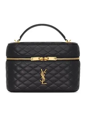 Saint Laurent Gaby Large Lambskin Vanity Bag - Black