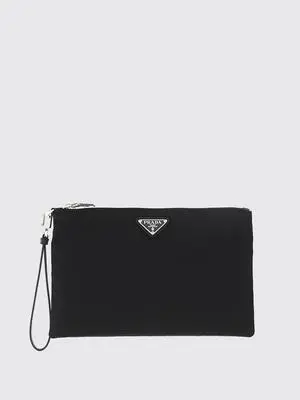 Prada Nylon Pouch With Applied Logo - Black
