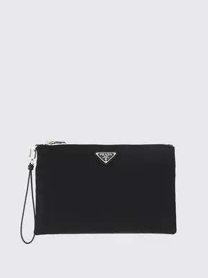 Prada Nylon Pouch With Applied Logo - Black