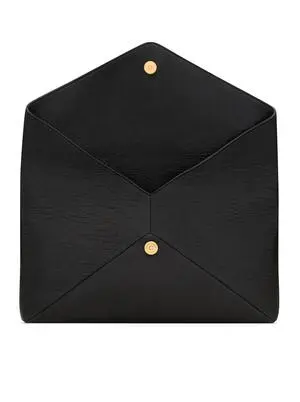 Saint Laurent Cassandre Large Lambskin Envelope Pouch - Black