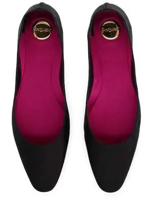 Saint Laurent Crepe Satin Ballerina Lou - Black