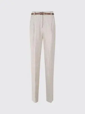 Max Mara Max Mara Studio Women Striped Linen Blend Trousers Max Mara Studio Multicolor