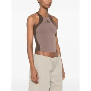 Balenciaga Stretch Paneled Logo Tank Top - Brown