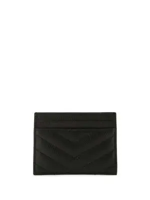 Saint Laurent Cassandre Matelassé Card Case In Grain De Poudre Leather - Black