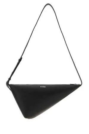 JIL SANDER Leather Triangle Cross Body Bag - Black