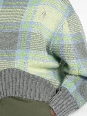 Attico Checked Wool Crewneck Sweater