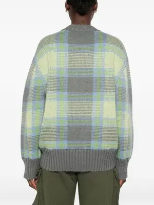 Attico Checked Wool Crewneck Sweater - Multicolor