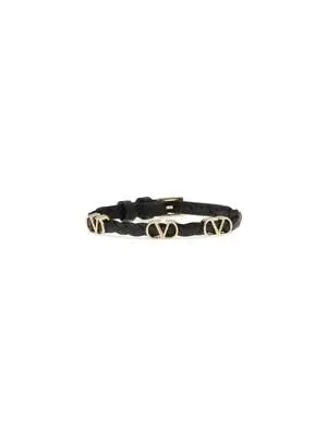 Valentino Garavani Vlogo Signature Braided Leather Bracelet - Black