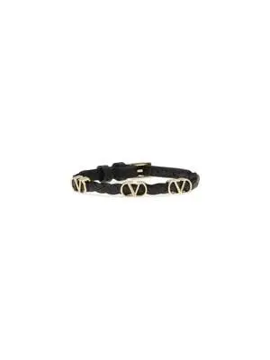 Valentino Garavani Vlogo Signature Braided Leather Bracelet - Black