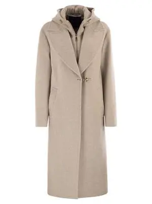 FAY Double Front Wool Jersey Coat - Multicolor