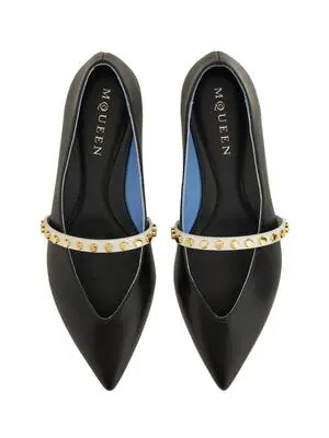 Alexander McQueen Leather Ballerina - Black