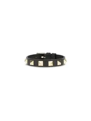 Valentino Garavani Valentino Rockstud Leather Bracelet Black