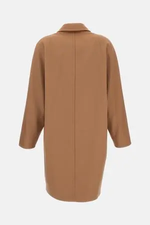 Max Mara Pure Wool Double Breasted Midi Coat - Multicolor