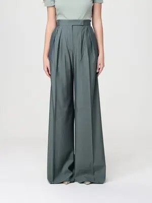 Max Mara Giallo Wide-leg Wool Blend Trousers - Green