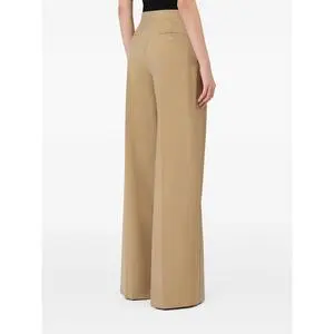 Max Mara Camel Beige Silk Blend Palazzo Trousers - Cream