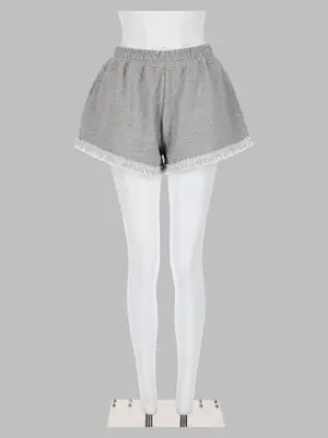 GANNI Organic Cotton Lace-trimmed Shorts - Gray