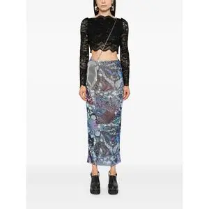 Rabanne Floral Lace Crop Top - Black