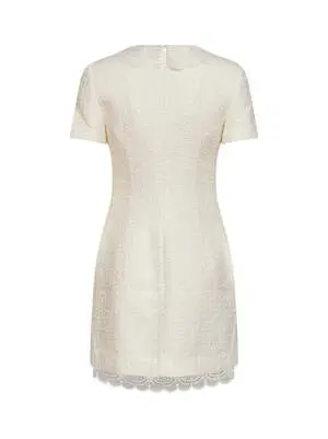 SELF-PORTRAIT Bouclé Tailored Minidress With Lace Inserts - Multicolor
