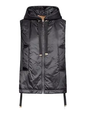 Max Mara Padded Hooded Canvas Vest - Black