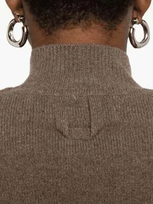 Jacquemus Cashmere And Wool Blend Mock Neck Short Sleeve Top