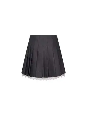 SELF-PORTRAIT Wool Blend Pleated Mini Skirt - Multicolor