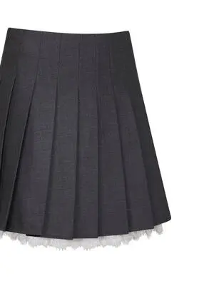 SELF-PORTRAIT Wool Blend Pleated Mini Skirt - Multicolor