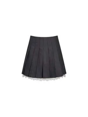 SELF-PORTRAIT Wool Blend Pleated Mini Skirt - Multicolor