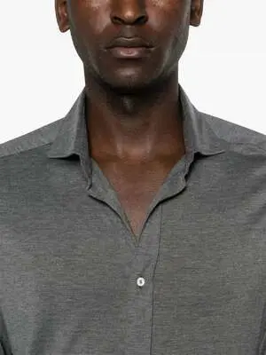 Brunello Cucinelli Jersey Shirt With Spread Collar - Multicolor
