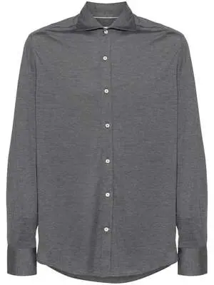 Brunello Cucinelli Brunello Cucinelli Men Jersey Shirt With Spread Collar Multicolor