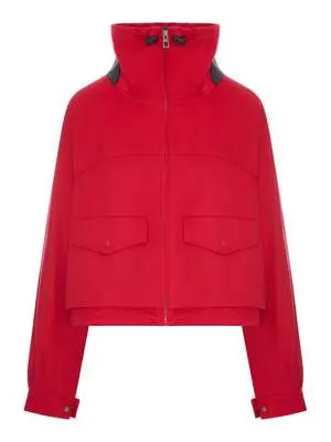 Loewe Cotton And Silk Gabardine Jacket With Contrasting Leather Details - Red