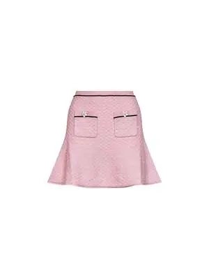 SELF-PORTRAIT Pink Sequin Knit Flared Mini Skirt - Multicolor